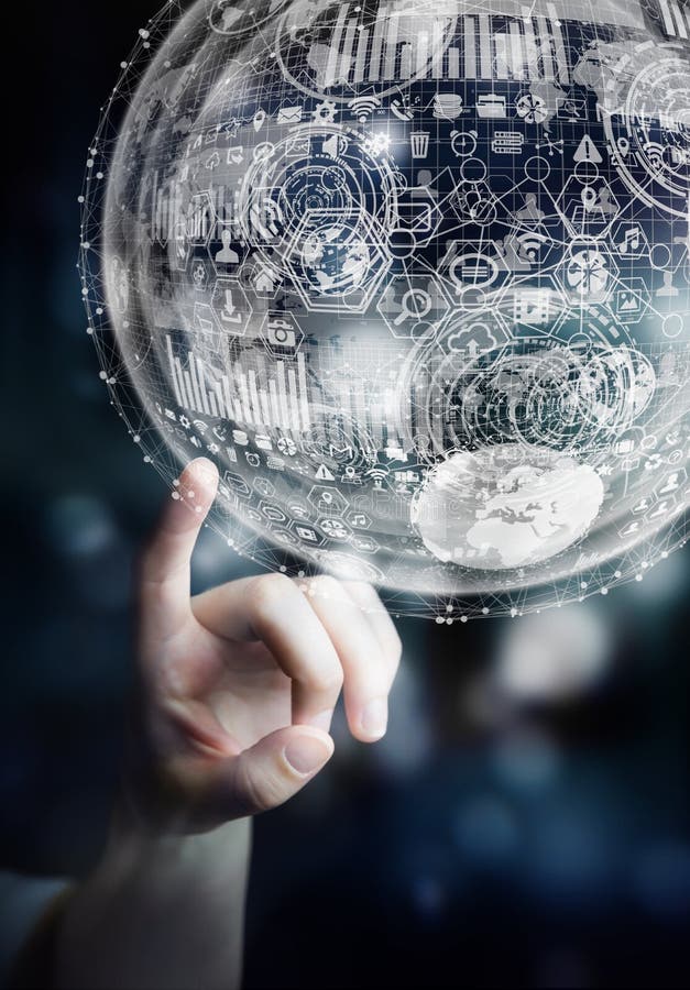 Businesswoman Using Digital Graph Interface Stock Illustration ...