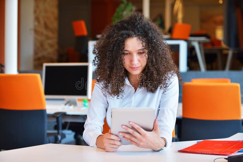 Businesswoman Using Digital Tablet for Work Stock Photo - Image of ...