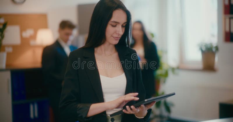 Businesswoman Using Digital Tablet at Workplace. Stock Video - Video of business, touchscreen ...