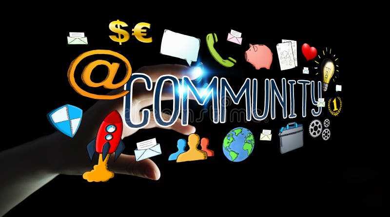 Businesswoman Using Hand-drawn Community Presentation Stock ...