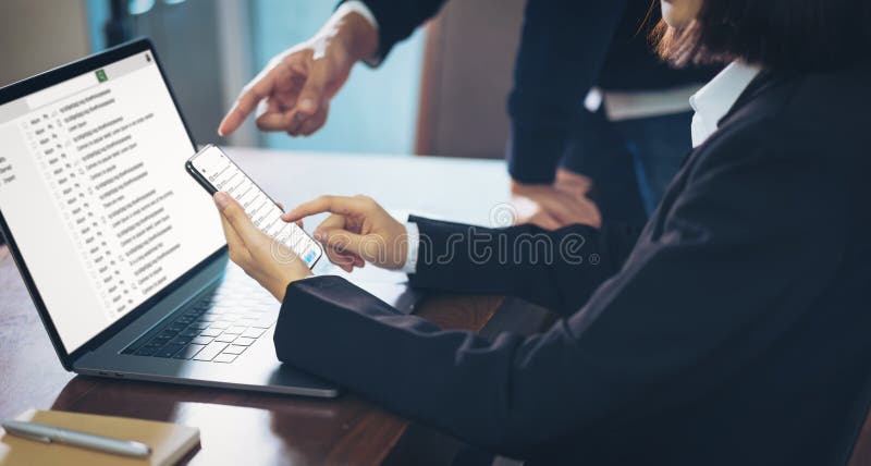 Businessman is Using Smart Phone and Reading Email on Tablet Pc Stock ...