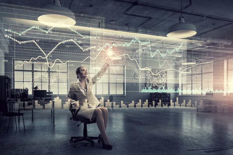 Businesswoman Using Media Panel Stock Image - Image of innovation ...
