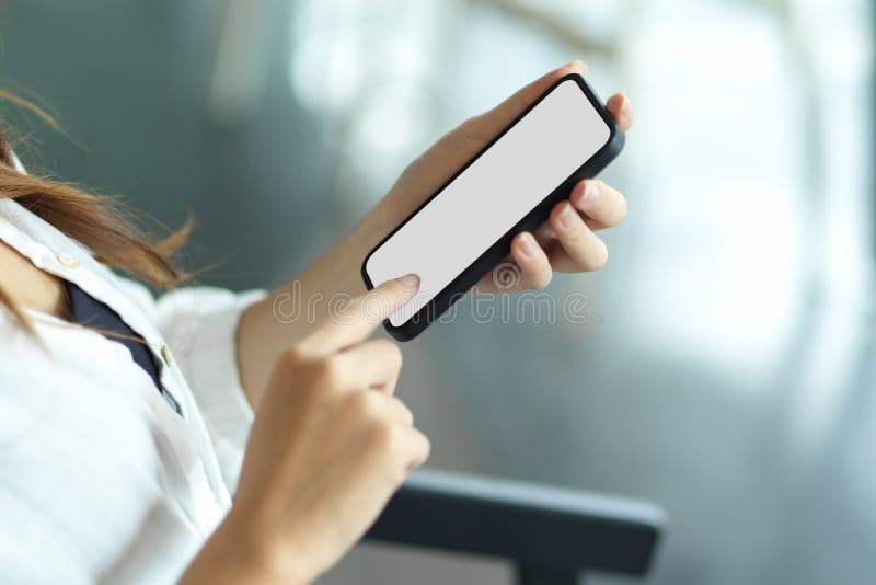 Businesswoman Using Mobile Application Via Modern Smartphone Stock ...