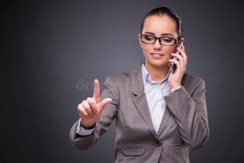 The Businesswoman Using Mobile Phone in Business Concept Stock Image ...