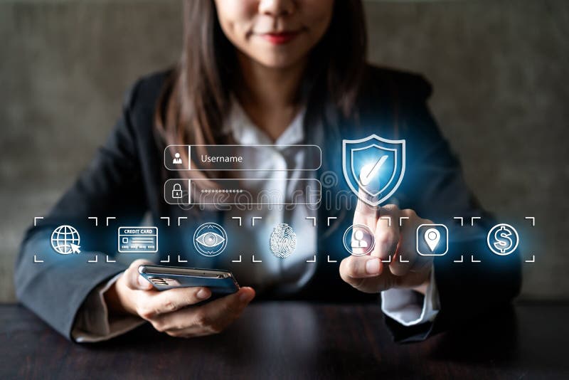 Businesswoman Using Smart Devices with Global Network Connection and ...