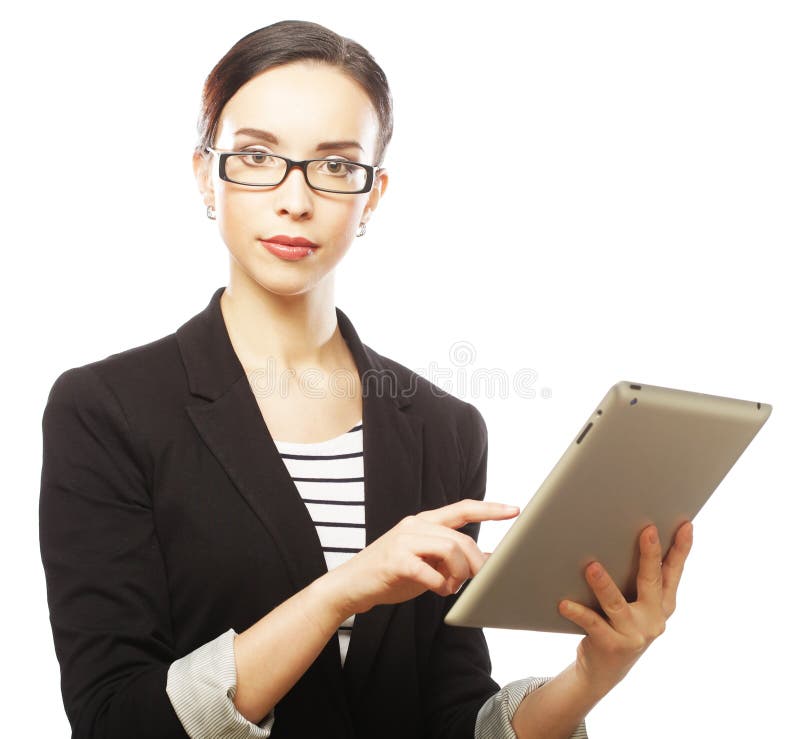 Businesswoman Using Tablet Computer Stock Photo - Image of cheerful ...