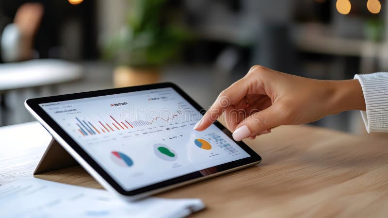 Businesswoman Using a Tablet for Financial Analytics in a Modern ...