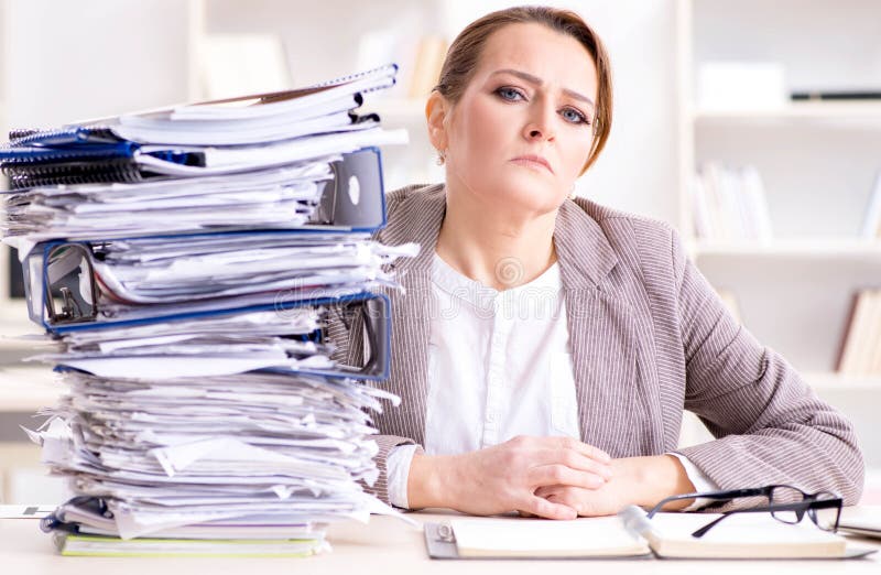Businesswoman Very Busy with Ongoing Paperwork Stock Photo - Image of ...