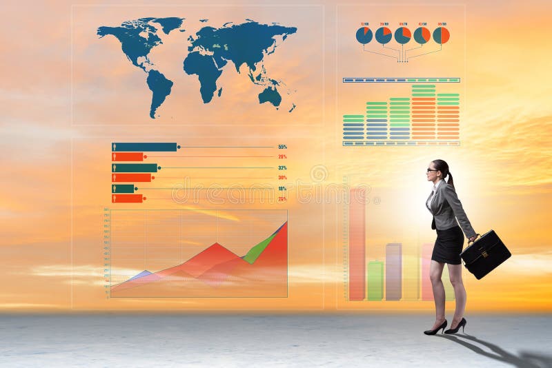 Businesswoman in Visual Analytics Business Concept Stock Illustration ...