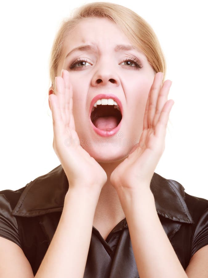 Businesswoman Woman Calling for Help. Problem in Work. Stock Image ...