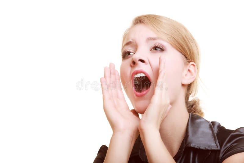 Businesswoman Woman Calling for Help. Problem in Work. Stock Photo ...