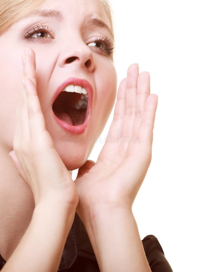 Businesswoman Woman Calling for Help. Problem in Work. Stock Image ...