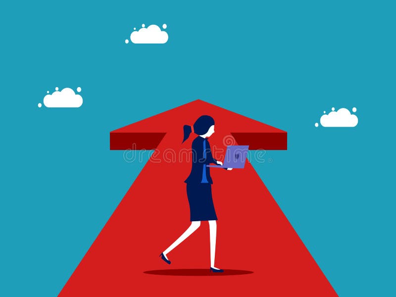 Businesswoman Working on Arrows. Career Progression and Growth Stock ...