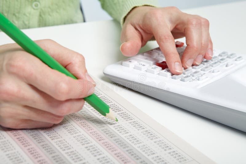 Businesswoman Working with Calculator Stock Photo - Image of pencil ...