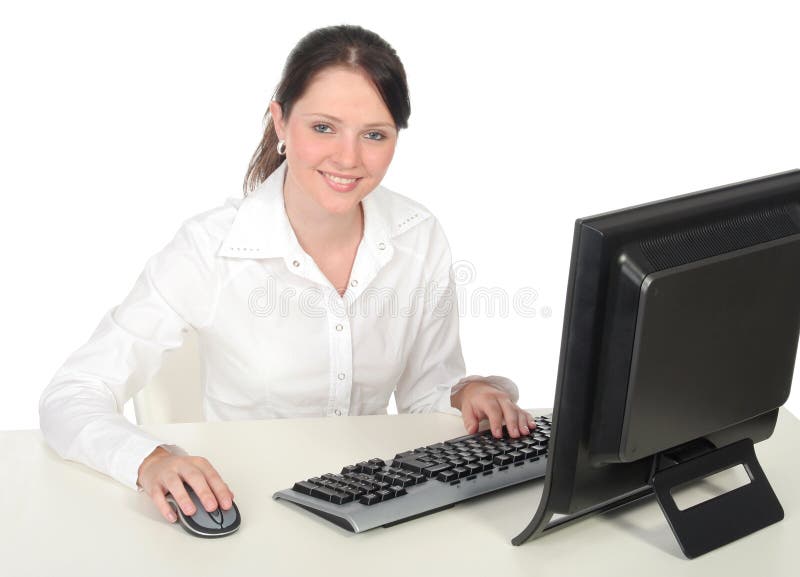 Businesswoman Working at the Computer Stock Photo - Image of computer ...
