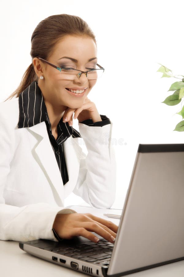 Businesswoman Working with Computer Stock Image - Image of ...