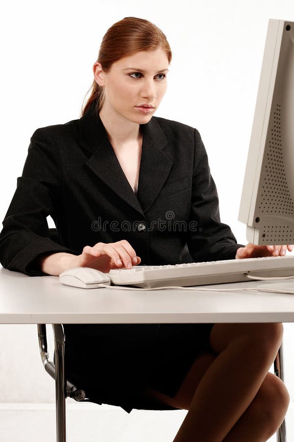 Businesswoman Working with Computer Stock Image - Image of working ...