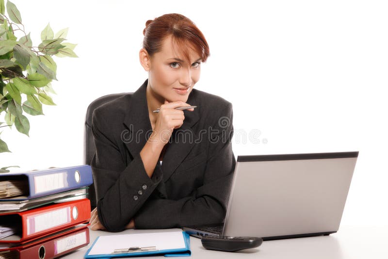 Businesswoman Working with a Computer Stock Photo - Image of ...