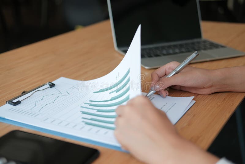 Businesswoman Working with Document. Startup Woman Analyzing Data ...