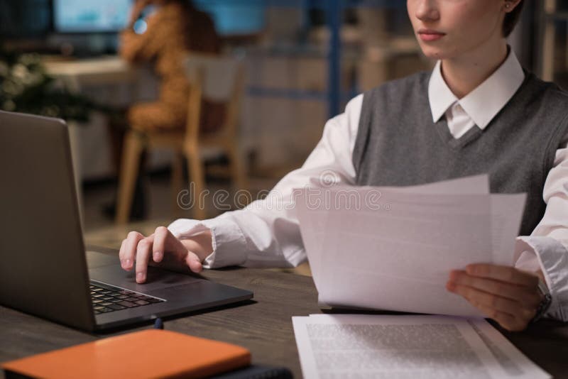 Businesswoman Working with Documents at Office Stock Image - Image of ...