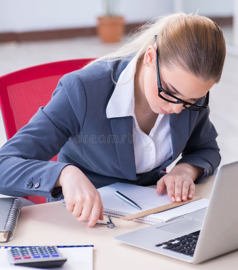 Businesswoman Working at Her Desk in Office Stock Photo - Image of ...