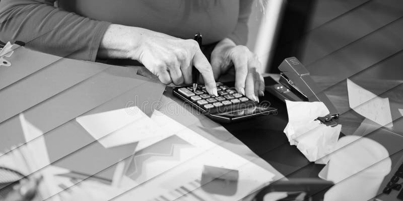 Businesswoman Working on a Messy Desk, Geometric Pattern Stock ...
