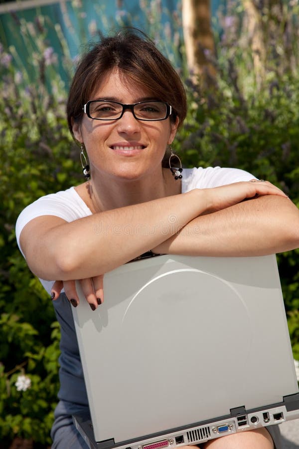 Businesswoman Working Outdoor Stock Photo - Image of sitting, outside ...