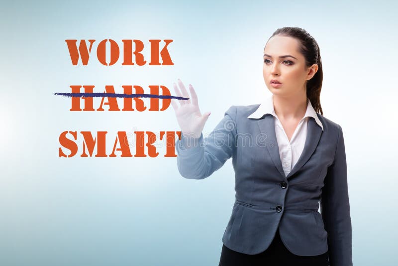 Businesswoman in Working Smart Not Hard Concept Stock Photo - Image of ...