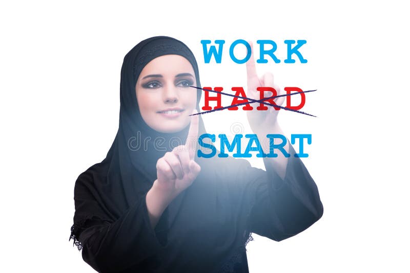 Businesswoman in Working Smart Not Hard Concept Stock Photo - Image of ...