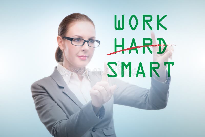 Businesswoman in Working Smart Not Hard Concept Stock Photo - Image of ...