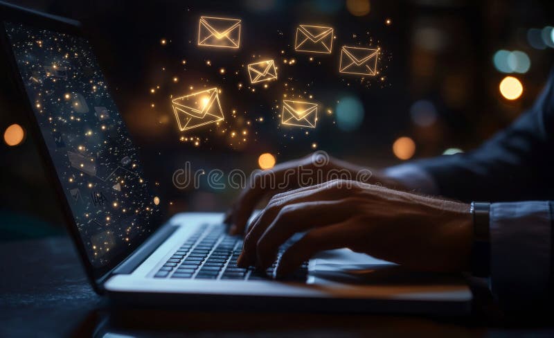 A Businesswoman Works on Her Laptop Computer in a Modern Office Setting ...