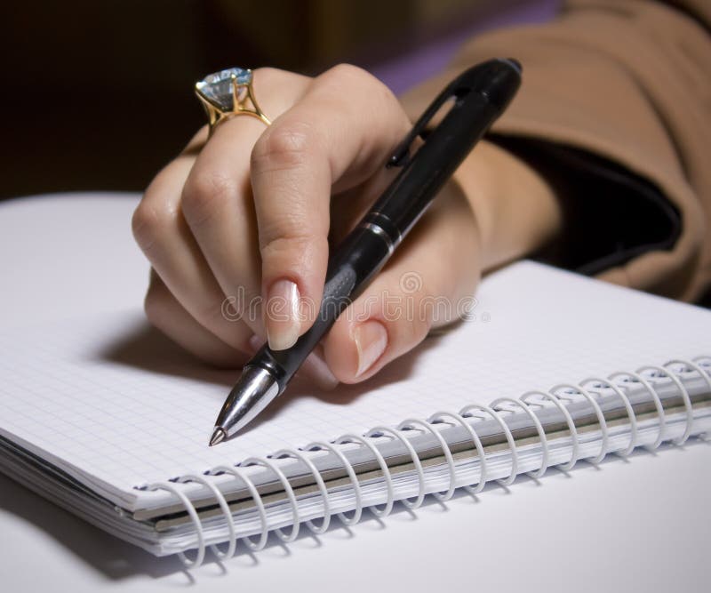 Businesswoman Write Something Stock Image - Image of journalist, pupil ...