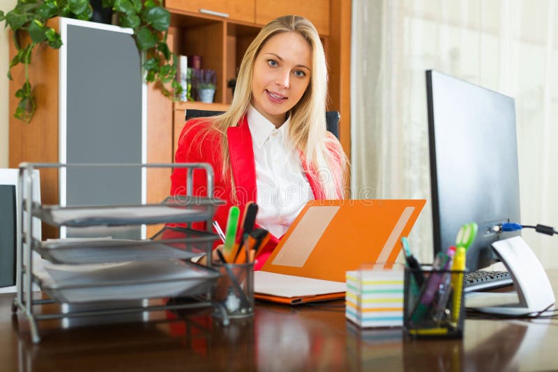 Businesswoman Writing on Her Workplace Stock Photo - Image of business ...