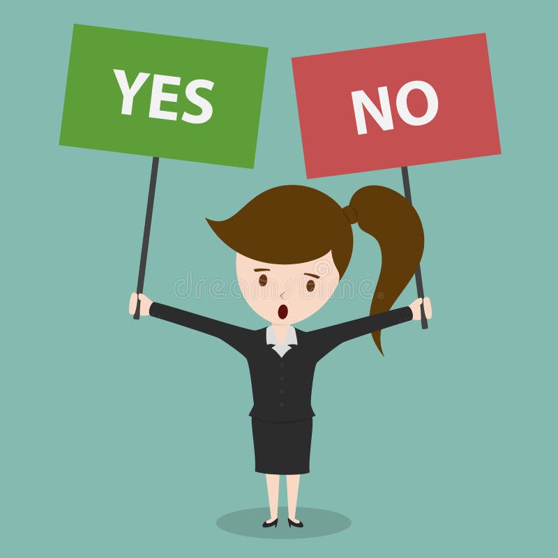 Businesswoman with a Yes or No Sign. Stock Illustration - Illustration ...