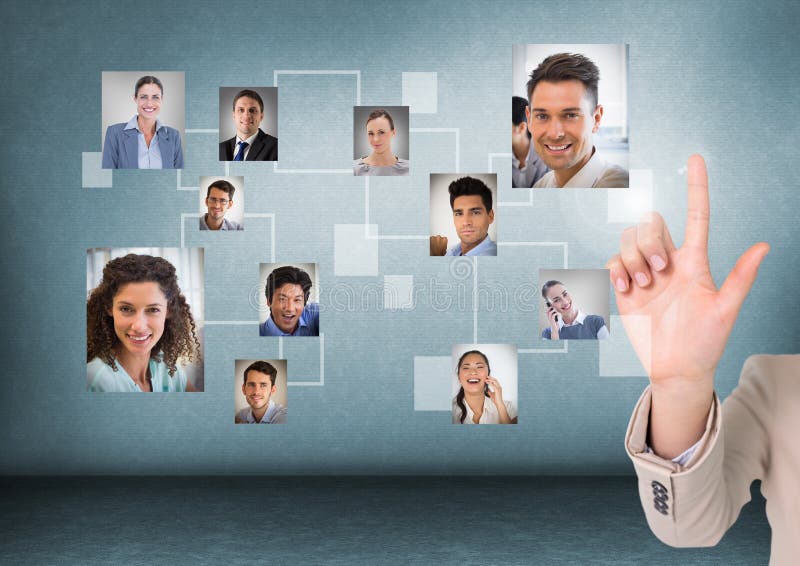 Businesswomans Hand Interacting and Choosing a Person from Group of ...