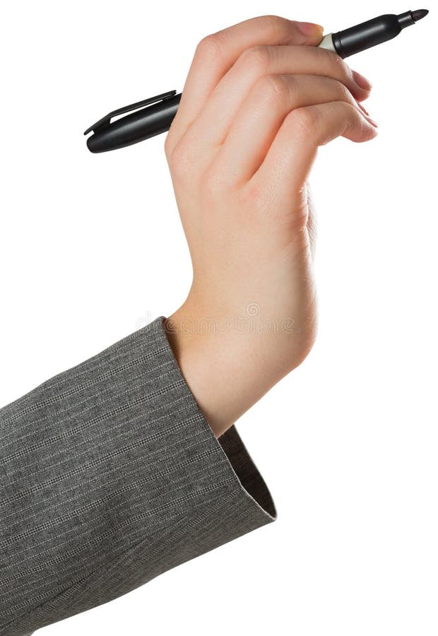 Businesswomans Hand Writing with Marker Stock Image - Image of studio ...