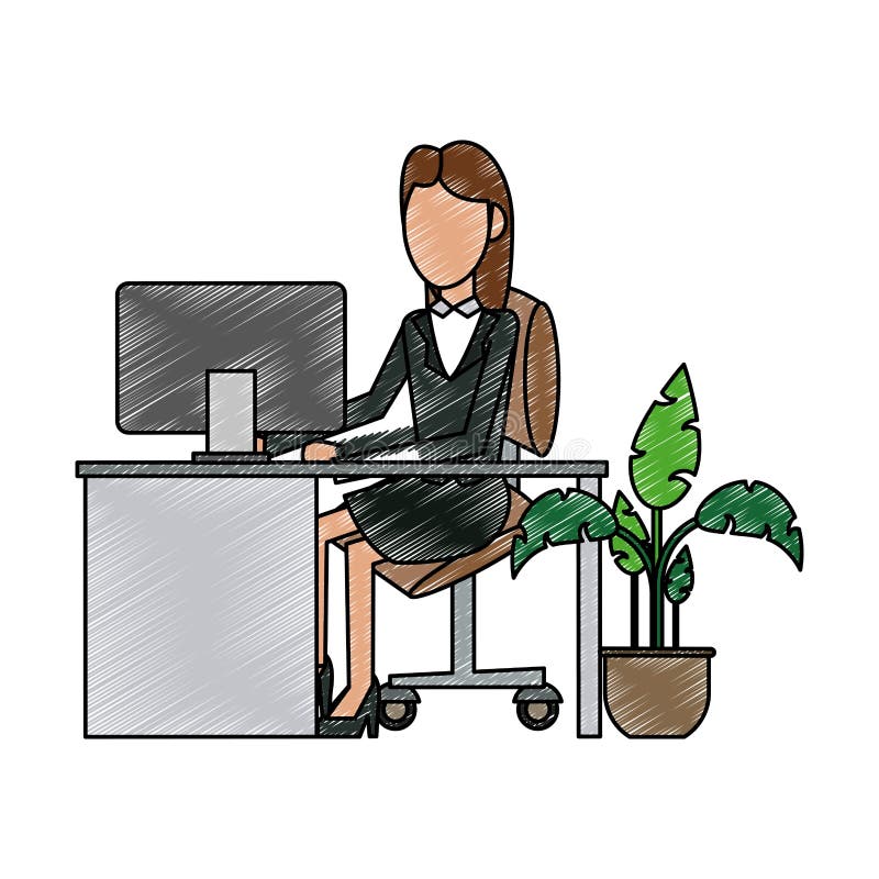 Businesswomans at Office Scribble Stock Vector - Illustration of ...