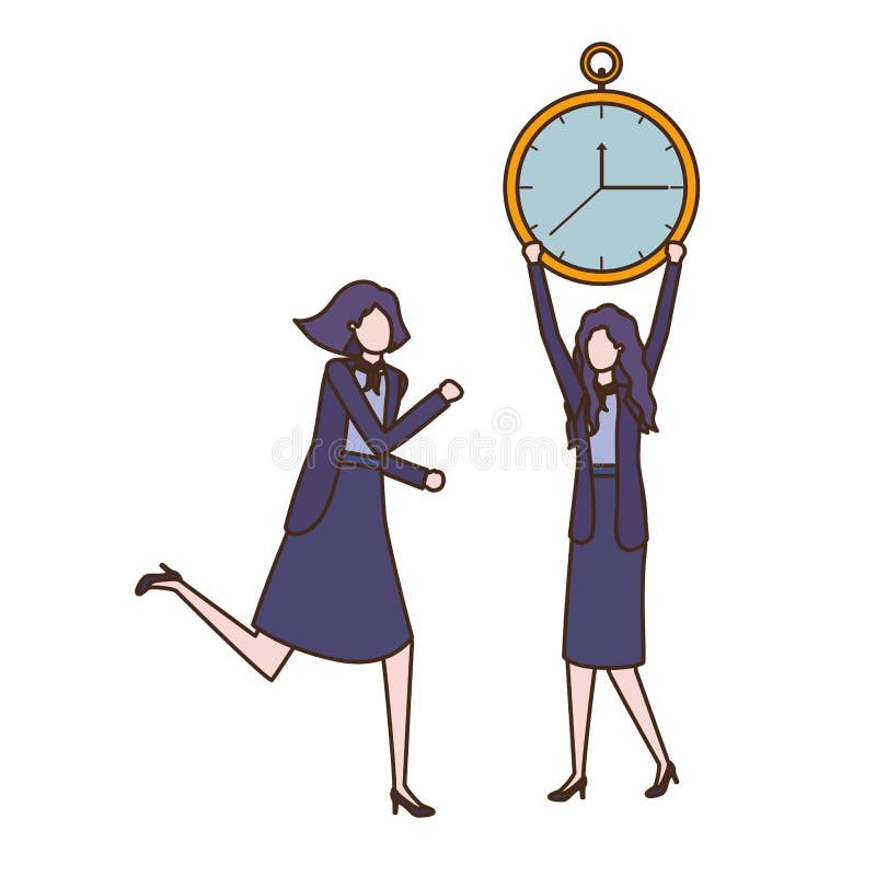 Businesswomen with Clock Avatar Character Stock Vector - Illustration ...