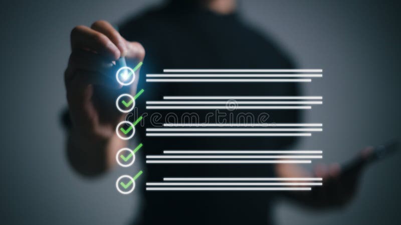 Businesswomen Evaluating with Checkboxes Online on Virtual Screen ...