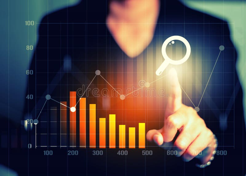 Businesswomen Hand Touching Search Engine Optimization Financial Graph ...