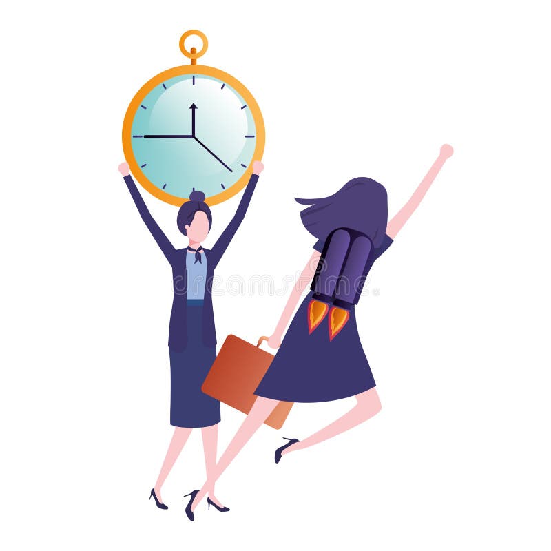 Businesswomen with Rocket and Clock Avatar Character Stock Vector ...