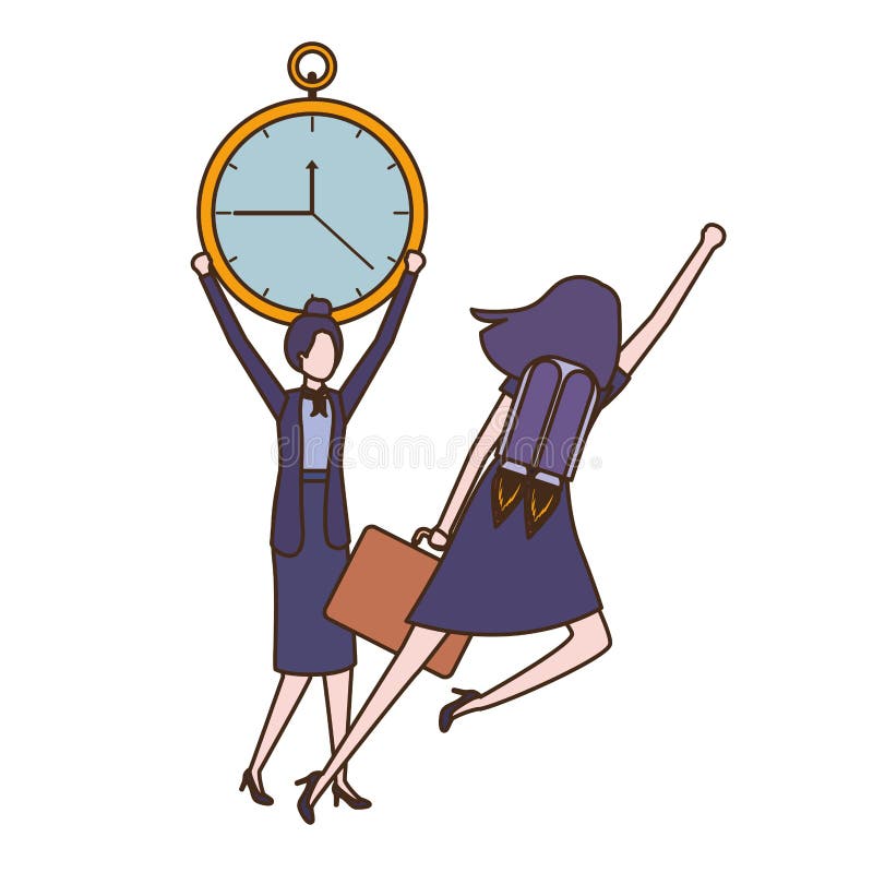 Businesswomen with Rocket and Clock Avatar Character Stock Vector ...