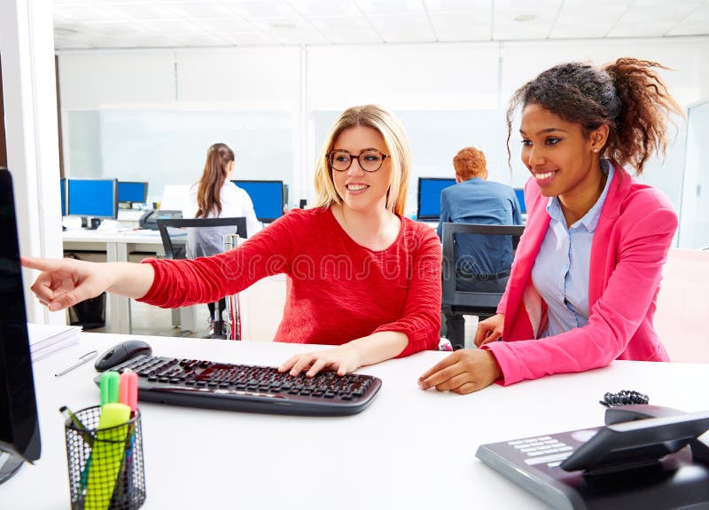 Businesswomen Team Working at Offce Desk Stock Photo - Image of ethnic ...