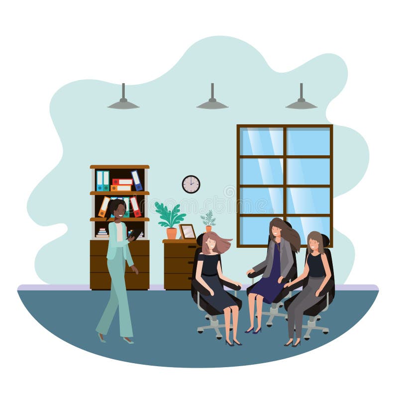 Businesswomen in the Work Office Avatar Character Stock Vector ...