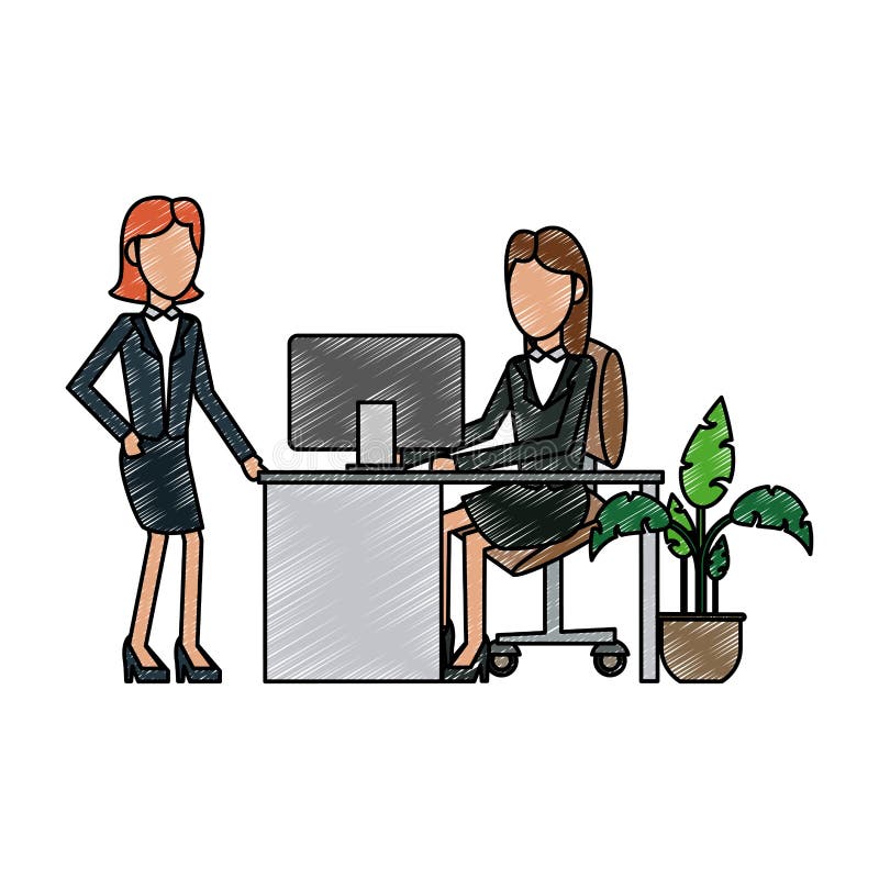 Businesswomens at Office Scribble Stock Vector - Illustration of ...
