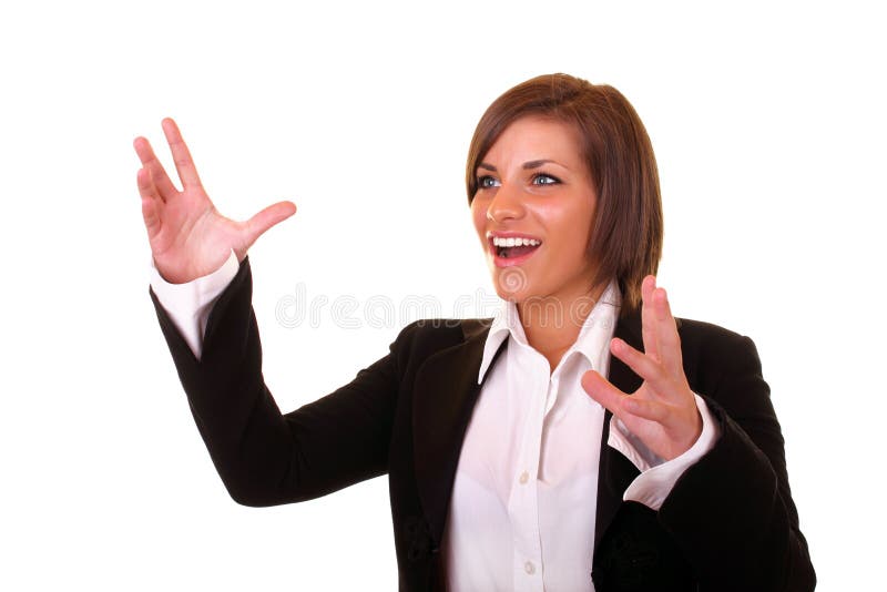 Busineswoman explaining stock image. Image of girl, hand - 14205937