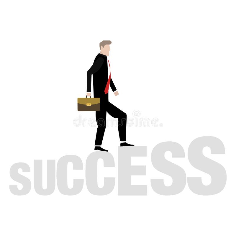 Businnes Man Going To Success. Successful Man. Winner. Worker Going ...