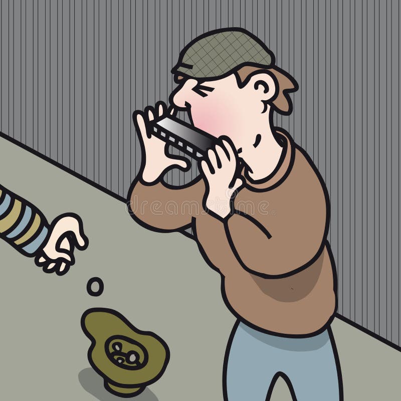 Busker stock vector. Illustration of guitarists, drawn - 29929076