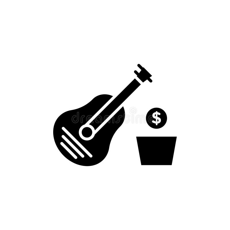 Busking Vector Icon Set in Black Filled and Outlined Style Stock ...