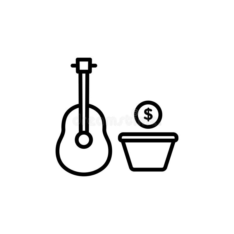 Busking Vector Icon Set in Black Filled and Outlined Style Stock Vector ...